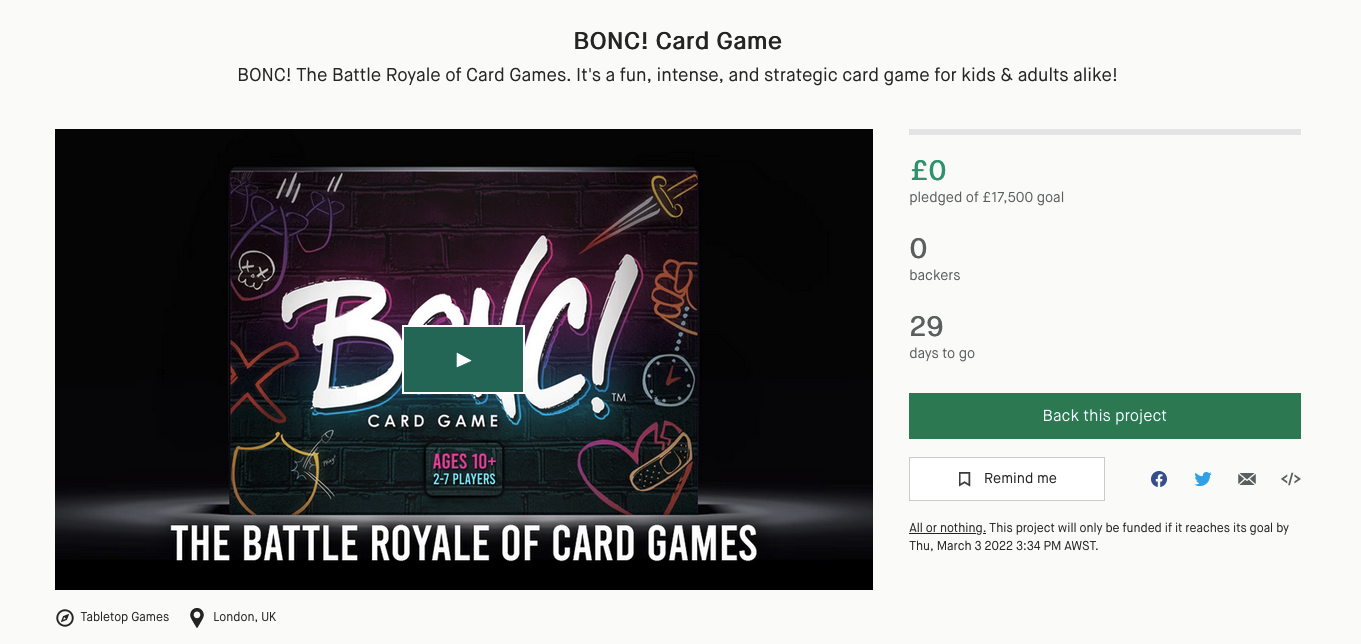 BONC! Kickstarter Launch Live Now - BONC! Card Game